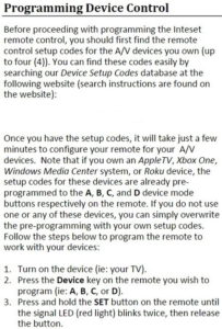 Inteset Universal Remote Control Programming - Codes For Universal Remotes