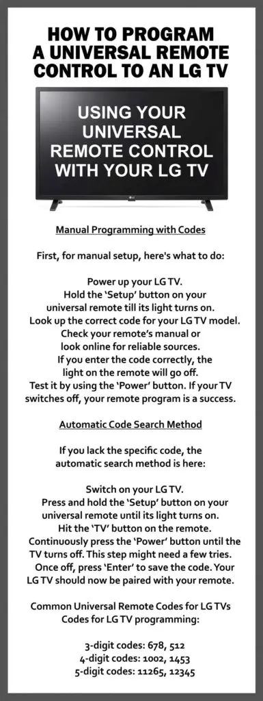 How to Program a Universal Remote Control to an LG Television - Codes ...